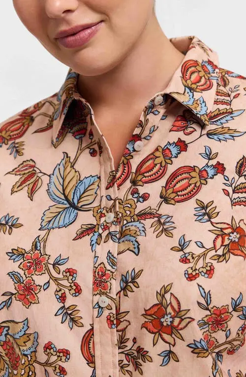 Foxcroft Hampton Autumn Floral Corduroy Button-up Shirt