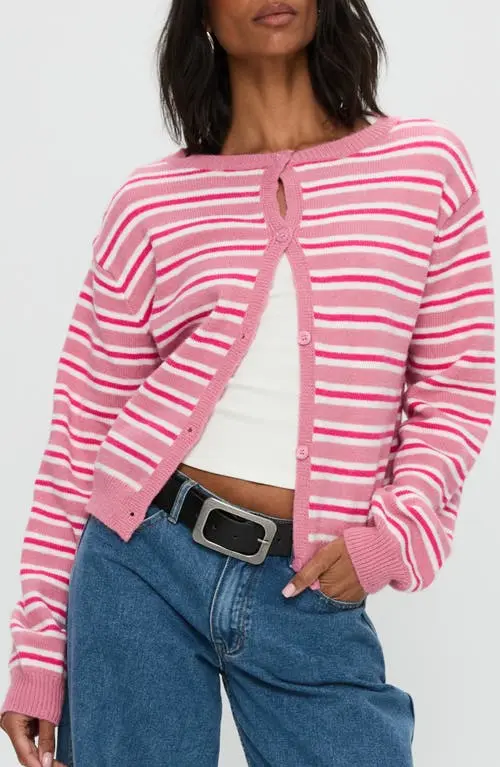Princess Polly Heavenly Dream Stripe Cardigan - Pink Stripe