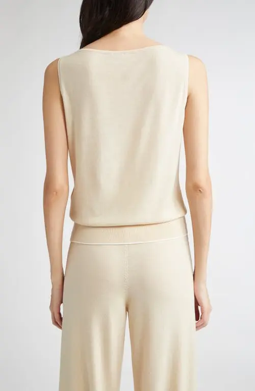 Eleventy Tipped Merino Wool Tank Top - Ivory