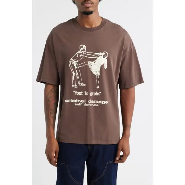 CRIMINAL DAMAGE Self Defense T-shirt - Chocolate