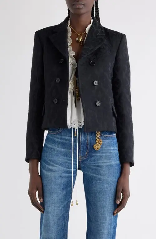 Chloé Double-breasted Floral Jacquard Crop Jacket