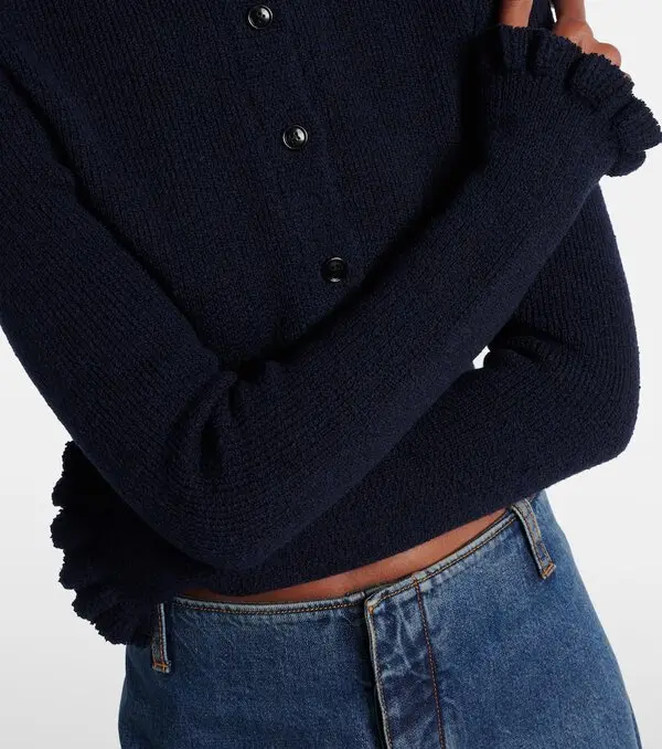 Alaïa Cropped Wool And Silk-blend Cardigan