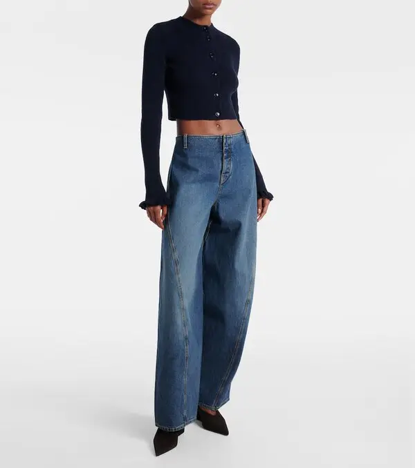 Alaïa Cropped Wool And Silk-blend Cardigan