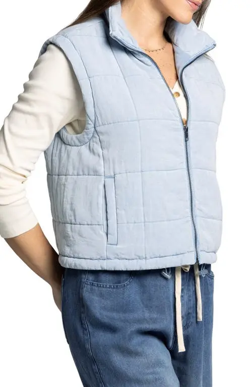 THREAD & SUPPLY Brina Quilted Denim Zip-up Vest