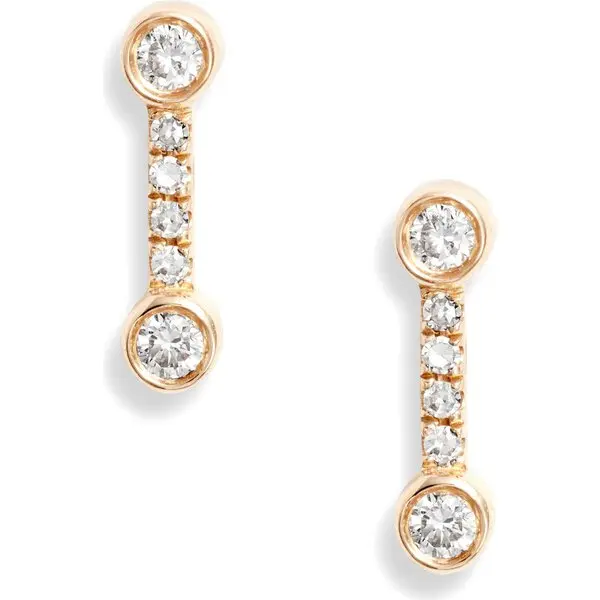 Ef Collection Bezel Diamond Stud Earrings - Yellow Gold/diamond