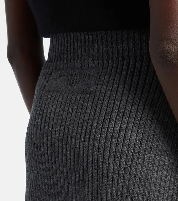 Givenchy Ribbed-knit Wool And Alpaca-blend Miniskirt In Slate Blend