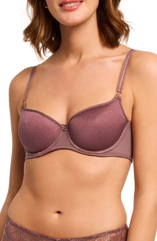 MONTELLE INTIMATES Metallic Underwire Spacer Balconette Bra - Woodrose