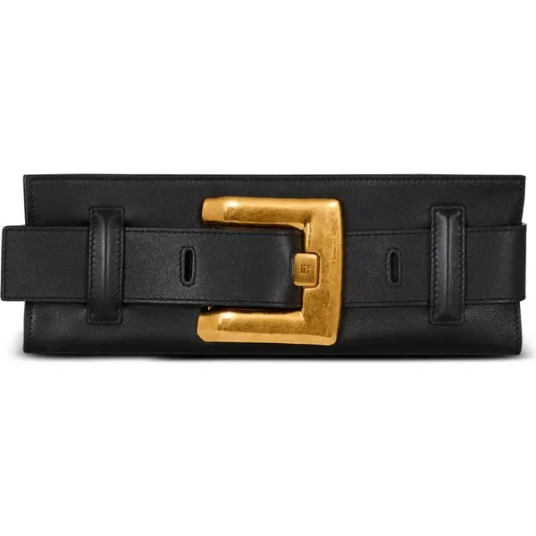 Balmain Anthem Clutch In Calfskin - Black