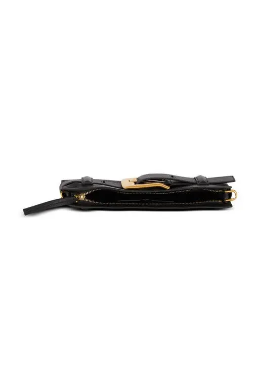 Balmain Anthem Clutch In Calfskin - Black