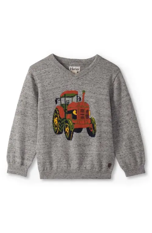 HATLEY Cotton Intarsia Tractor V-neck Sweater