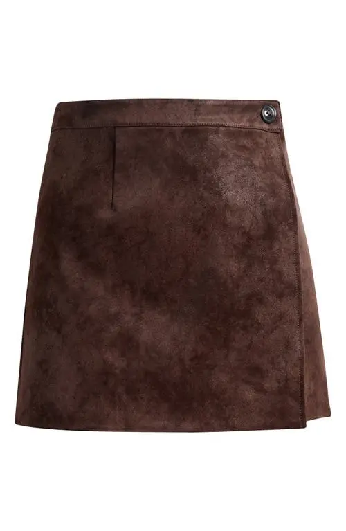 WAYF Freya Faux Suede Mini Skirt - Espresso