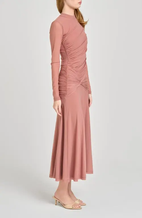 WAYF Selene Ruched Long Sleeve Maxi Dress - Rose