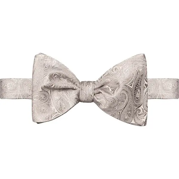 Eton Paisley Jacquard Silk Bow Tie - Silver