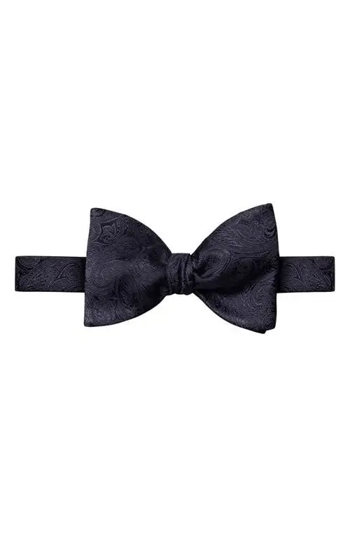 Eton Paisley Jacquard Silk Bow Tie - Navy