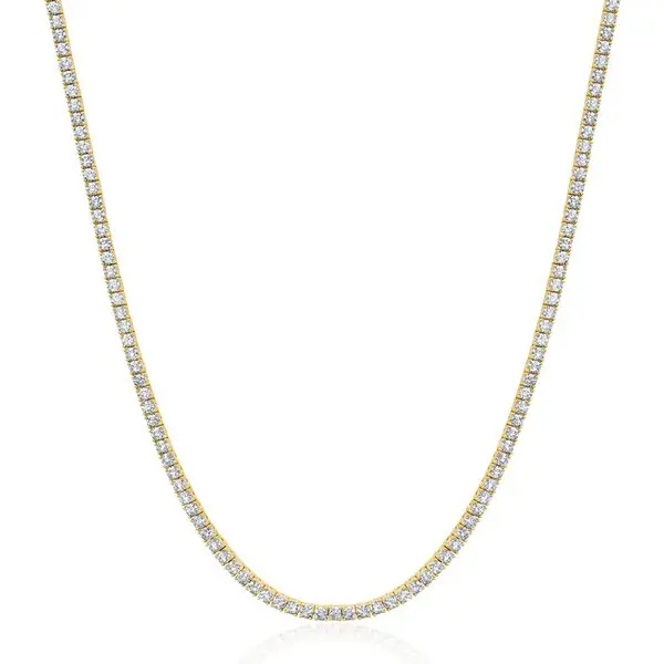 CRISLU Round Cubic Zirconia Tennis Necklace - 18kyg/clear Stone