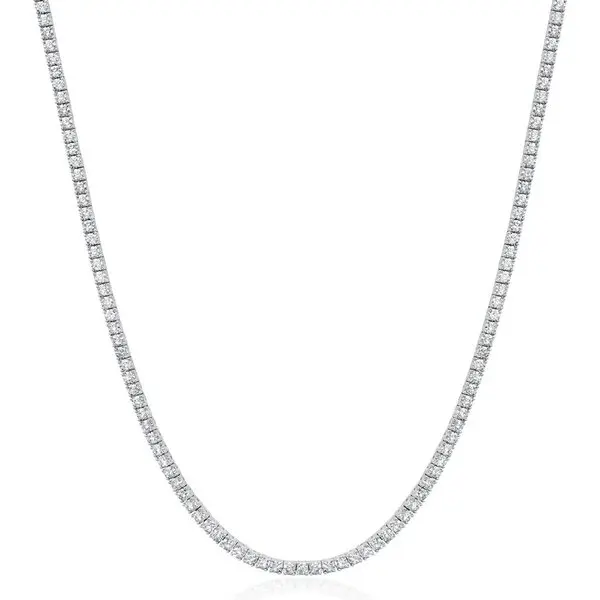 CRISLU Round Cubic Zirconia Tennis Necklace - Pure Platinum/clear Stone