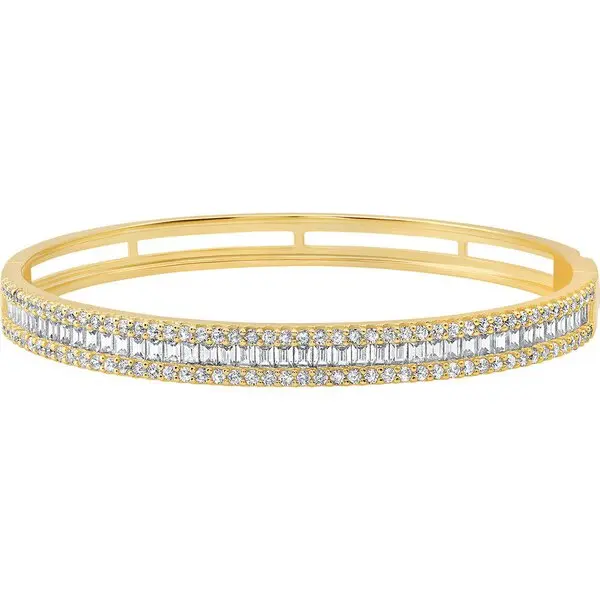 CRISLU Luminous Baguette Cubic Zirconia Bangle - 18kyg/clear Stone