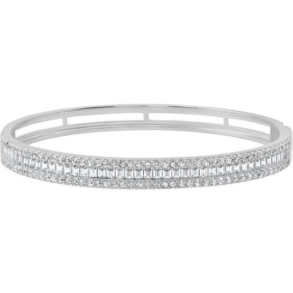 CRISLU Luminous Baguette Cubic Zirconia Bangle - Pure Platinum/clear Stone