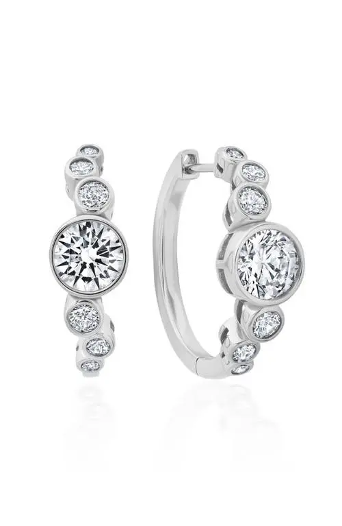 CRISLU Stardust Cubic Zirconia Hoop Earrings - Pure Platinum/clear Stone