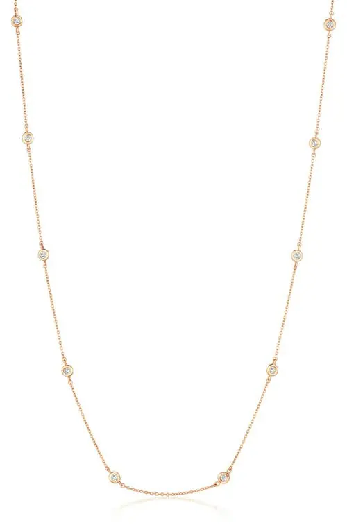 CRISLU Cubic Zirconia Bezel Station Necklace - 18kt Rose Gold/clear Stone