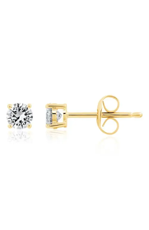 CRISLU Brilliant Cut Cubic Zirconia Stud Earrings - 18kyg/clear Stone