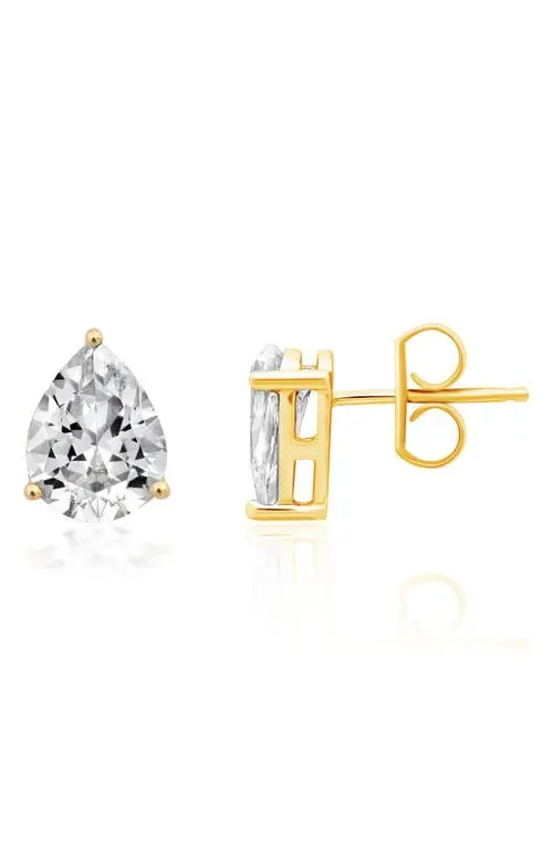 CRISLU Pear Cut Zirconia Stud Earrings - 18kyg/clear Stone