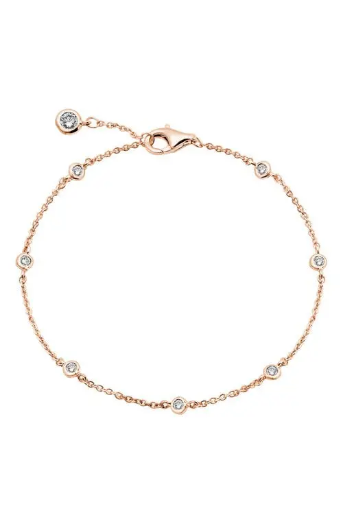CRISLU Cubic Zirconia Bezel Station Bracelet - 18kt Rose Gold/clear Stone