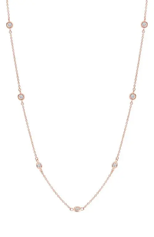 CRISLU Cubic Zirconia Bezel Chain Necklace - 18kt Rose Gold/clear Stone