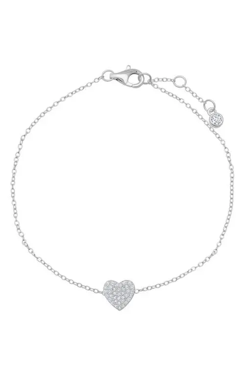 CRISLU Pavé Cubic Zirconia Heart Bracelet - Pure Platinum/clear Stone