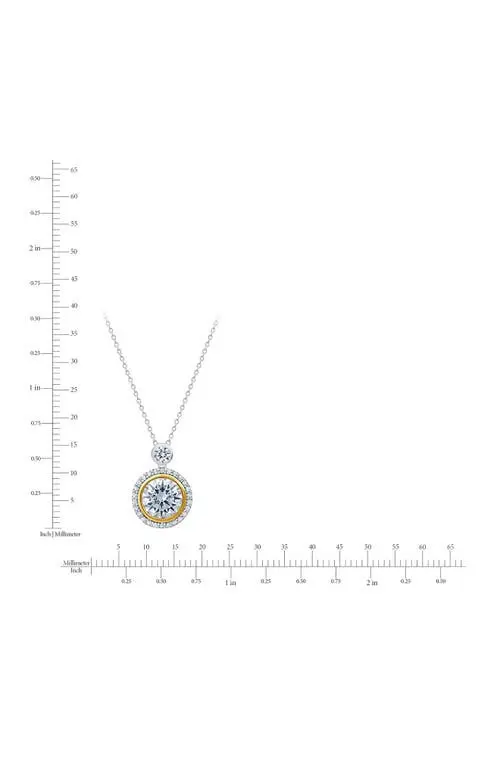 CRISLU Two-tone Halo Pendant Necklace