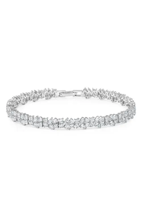 CRISLU Multi Cluster Zirconia Bracelet - Pure Platinum/clear Stone