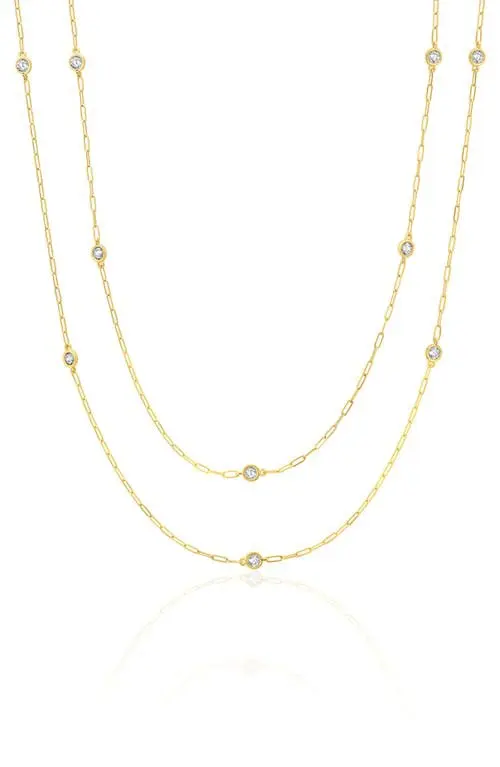 CRISLU Aura Cubic Zirconia Station Necklace - 18kyg/clear Stone