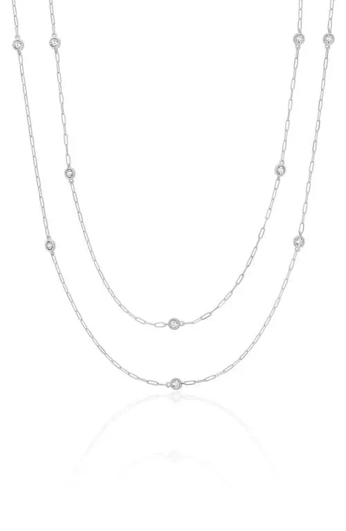 CRISLU Aura Cubic Zirconia Station Necklace - Pure Platinum/clear Stone