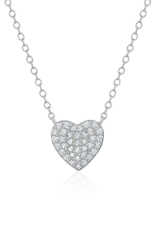 CRISLU Pavé Cubic Zirconia Heart Pendant Necklace - Pure Platinum/clear Stone