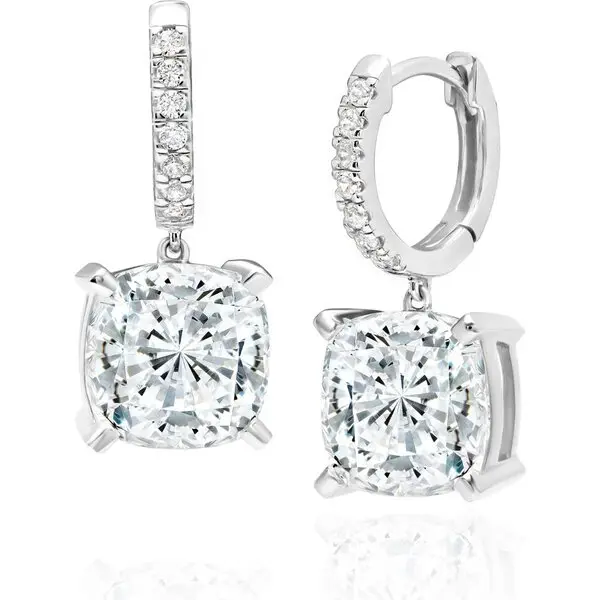 CRISLU Cubic Zirconia Drop Earrings - Pure Platinum/clear Stone