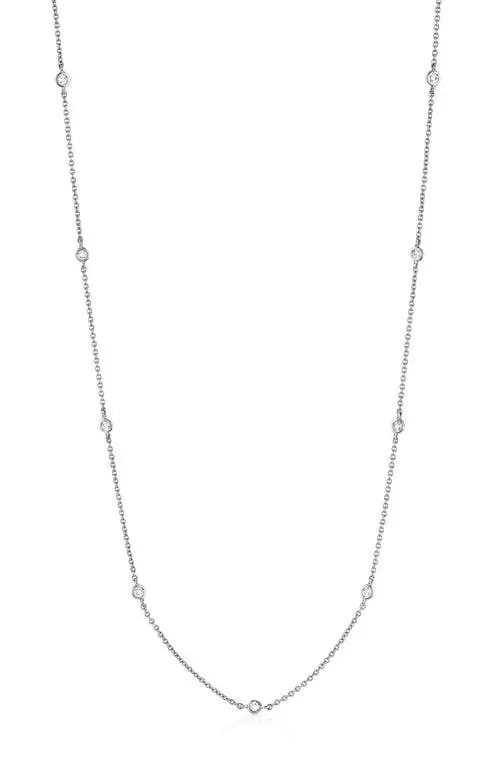 CRISLU Cubic Zirconia Bezel Necklace - Pure Platinum/clear Stone