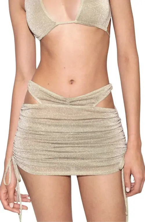 Mango Cinched Cutout Metallic Mini Skirt