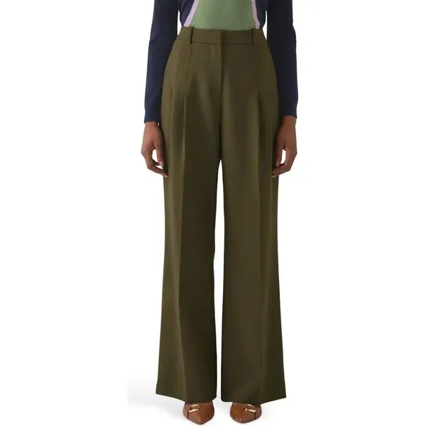 LK BENNETT Petra Pleated Wide Leg Trousers