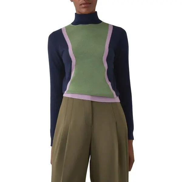 LK BENNETT Natalia Merino Wool Blend Sweater - Navy Multi
