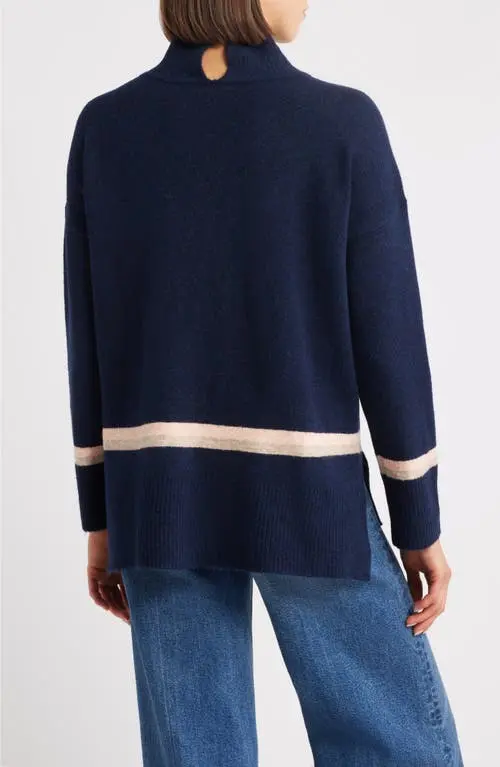 HATLEY Stripe Mock Neck Sweater