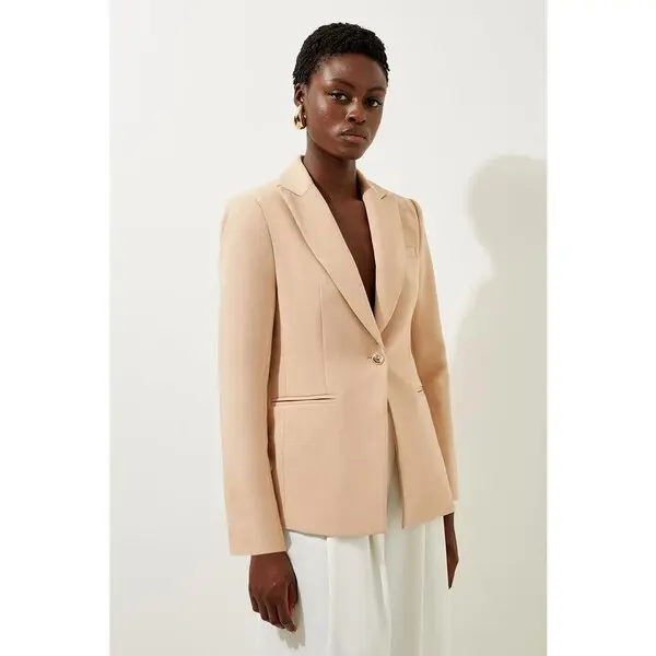 Karen Millen Tailored Single Breasted Blazer - Camel
