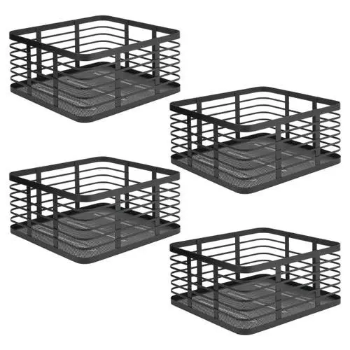 MDESIGN Metal Pantry Basket With Handlesset Of 4 - Matte Black