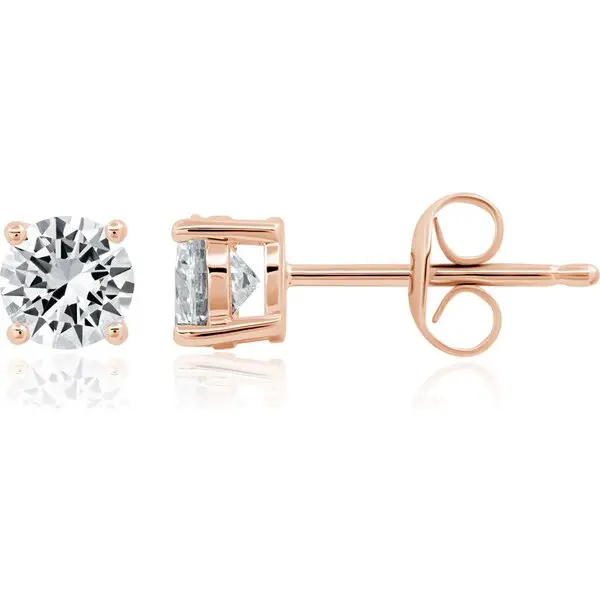CRISLU Brilliant Cubic Zirconia Stud Earrings - 18kt Rose Gold/clear Stone