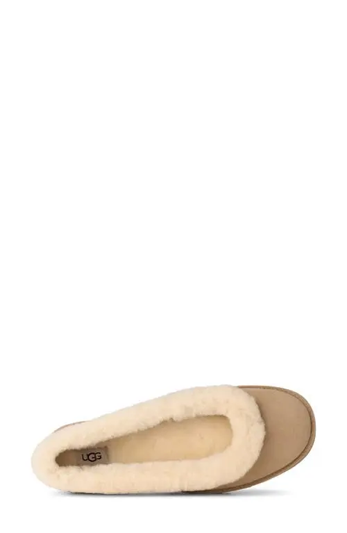 UGG Zora Genuine Shearling Trim Ballet Flat - Sand