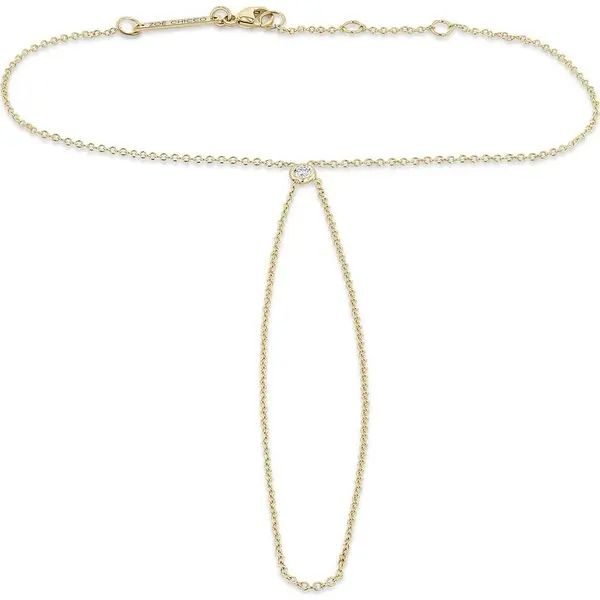 Zoe Chicco 14k Gold Hand Chain With Diamond - 14k Yellow Gold