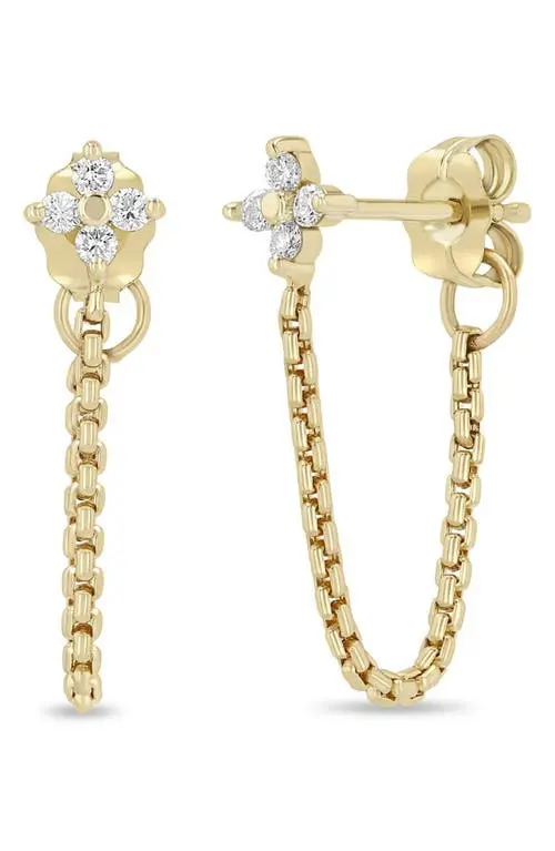 Zoe Chicco Diamond Quad Chain Drop Earrings - 14k Yellow Gold