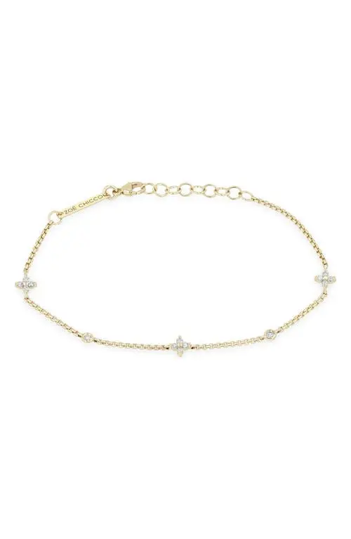 Zoe Chicco Small Quad Diamond Bracelet - 14k Yellow Gold