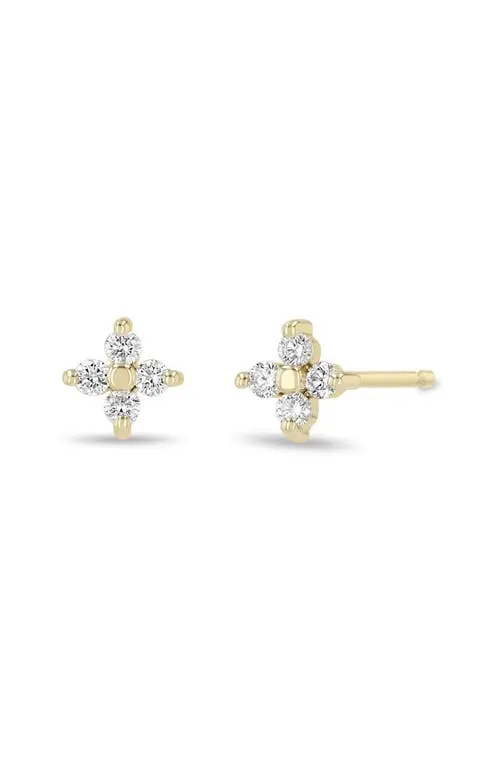 Zoe Chicco Small Diamond Quad Stud Earrings - 14k Yellow Gold