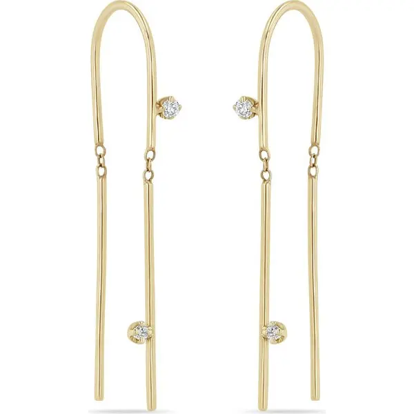 Zoe Chicco Diamond Wire Threader Earrings - 14k Yellow Gold