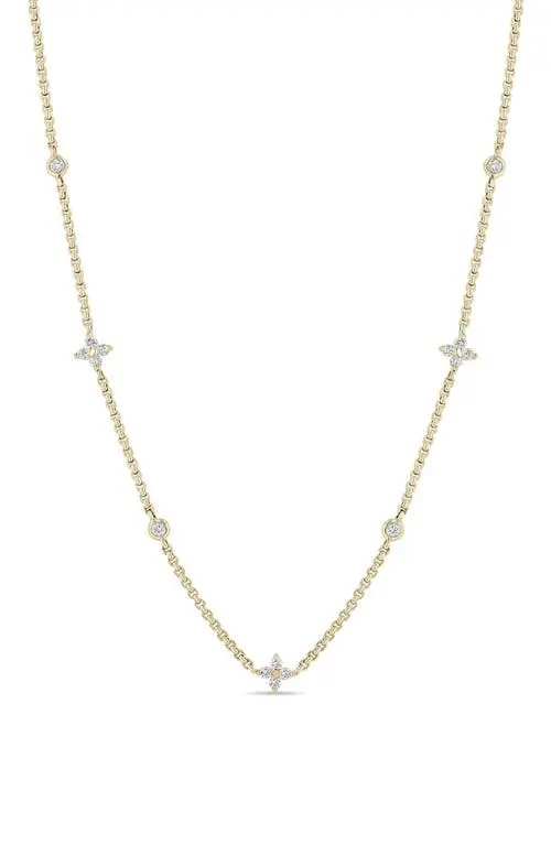 Zoe Chicco Quad Diamond Station Necklace - 14k Yellow Gold